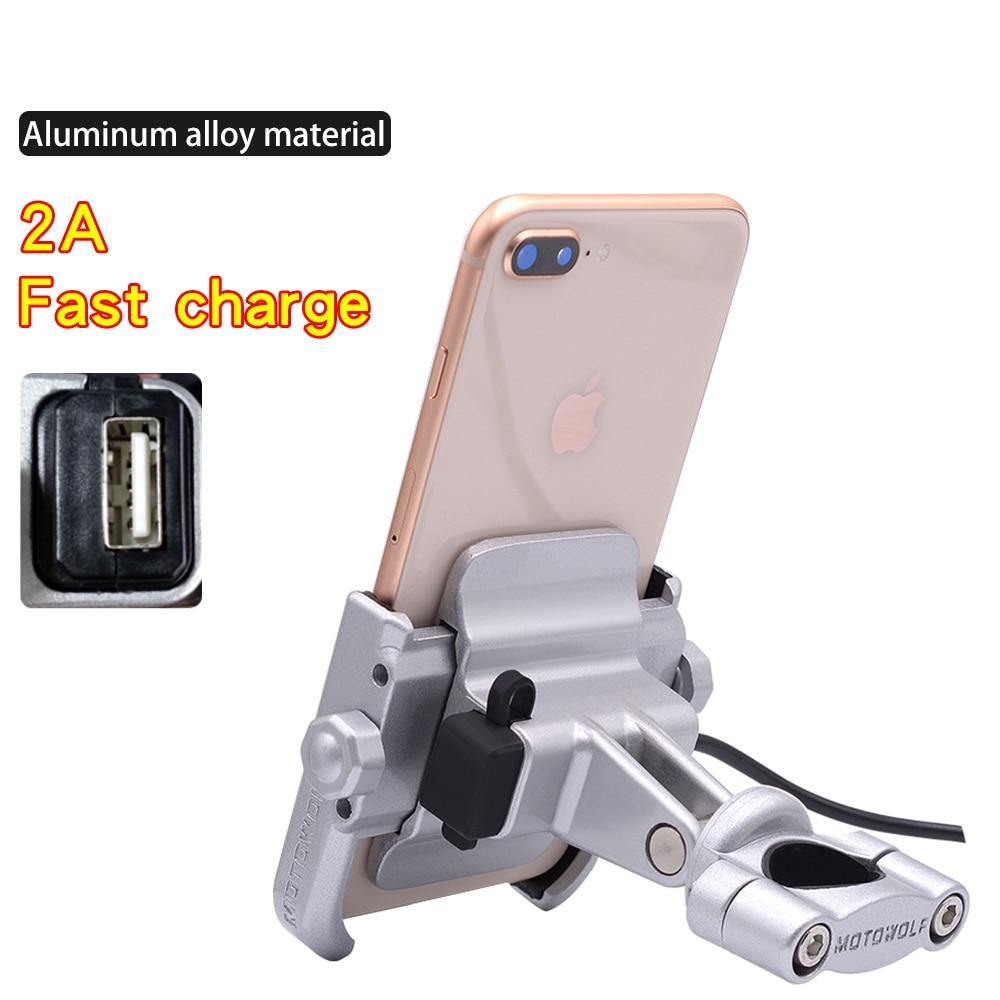 Motowolf Motorcycle Phone Holder With USB Power Charger Mobile Cell ...